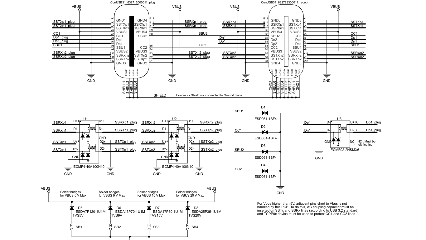 STEVAL-OET005：基于STEVAL-OET005 - USB Type-C 的连接器 ESD 保护与滤波评估板
