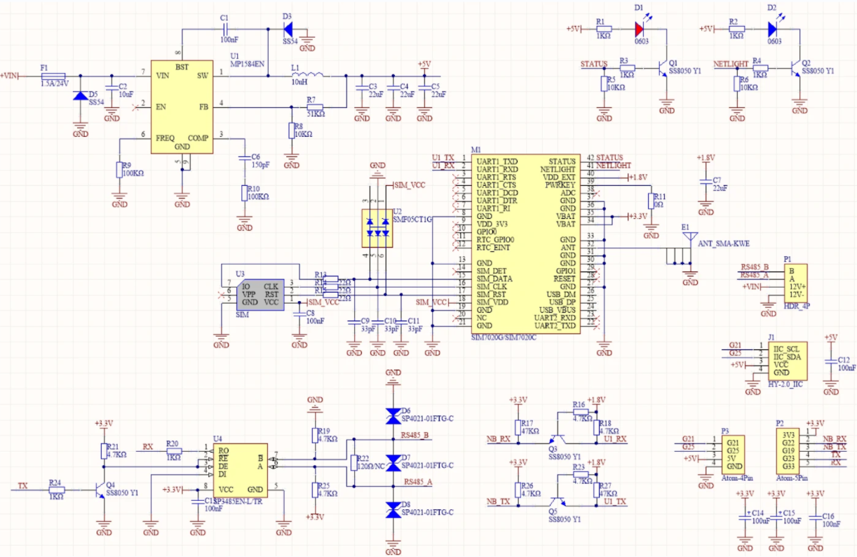 Atom DTU NB-IoT 套件全球版 (SIM7020G)