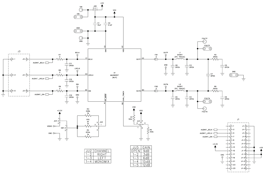 MAX98357 I2S数字输入D类功率放大器评估板