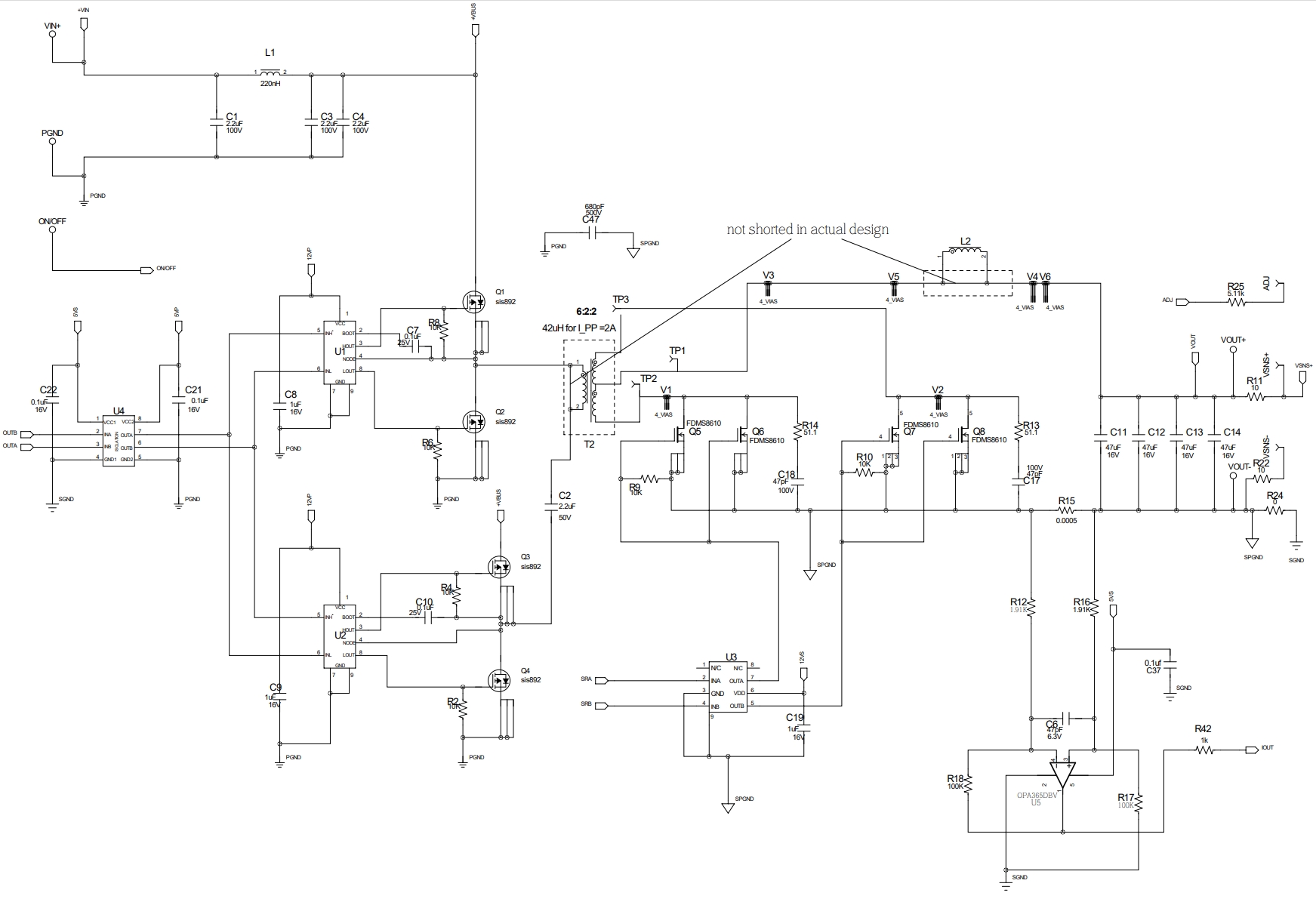 基于 UCC28250 的 1/8 砖型隔离式 DC/DC 电信电源模块