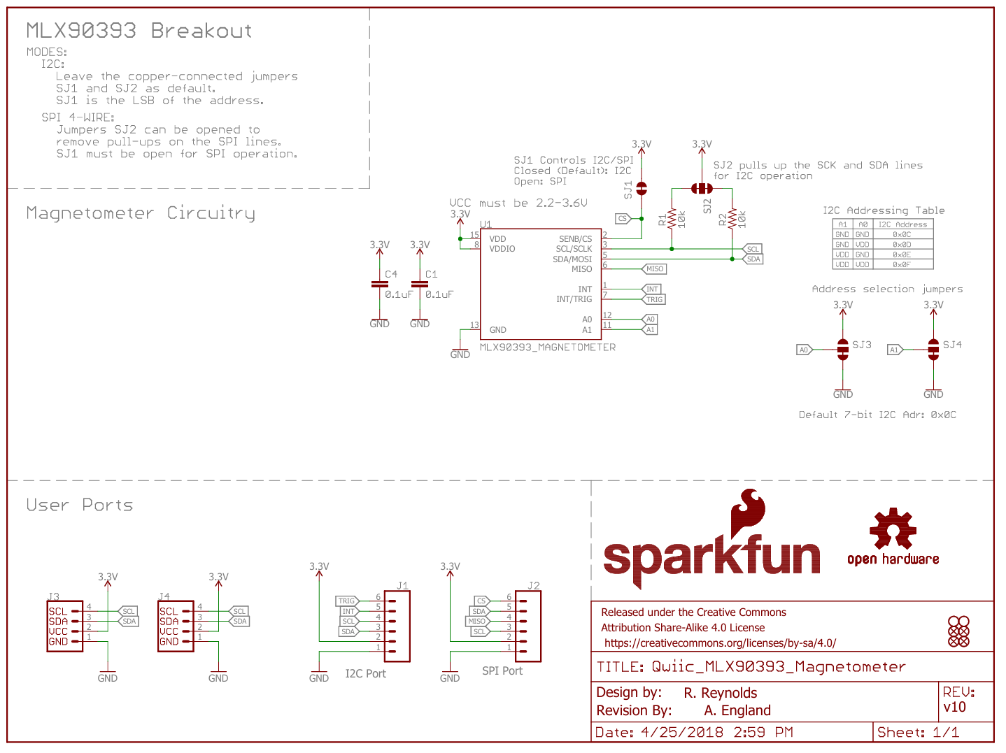 三轴磁力计分线 - MLX90393 (Qwiic)
