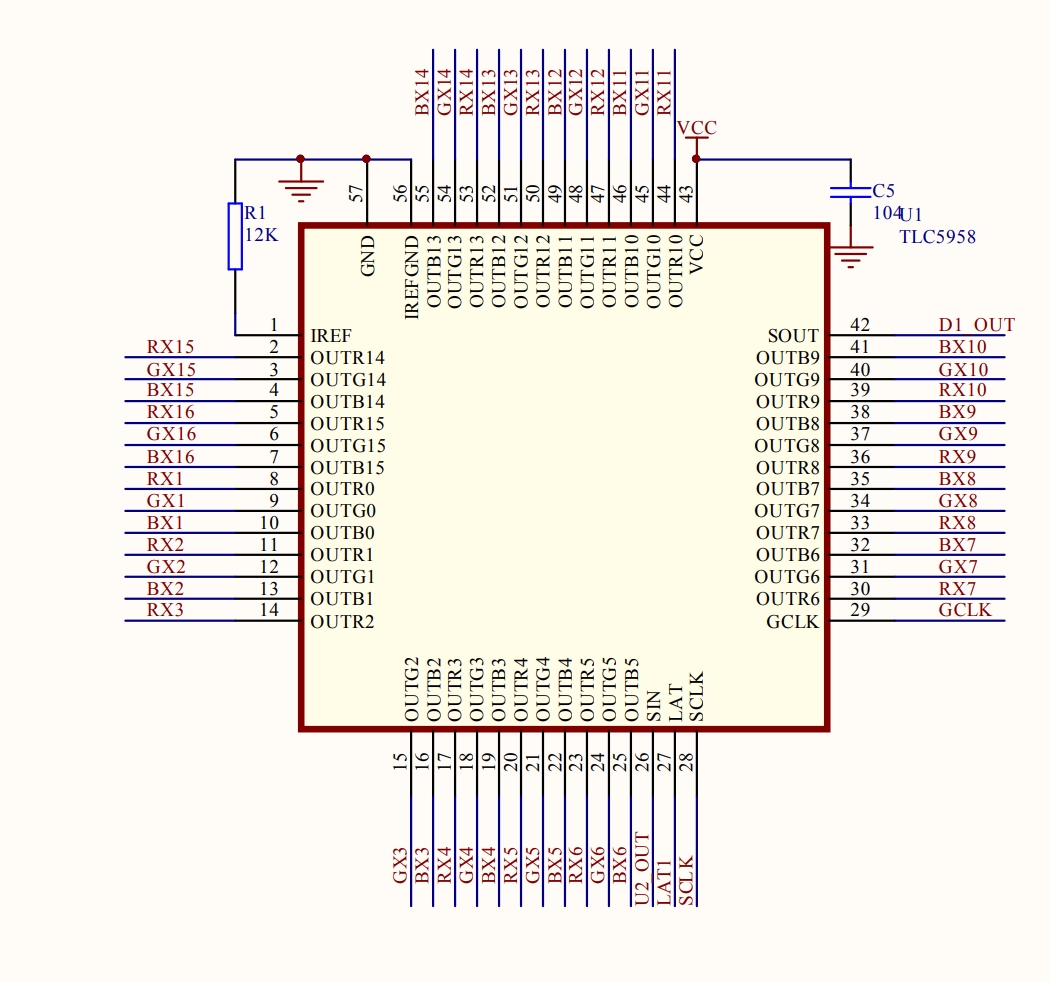 具有高多路复用功能的 64x64 全色 (R/G/B) LED 矩阵