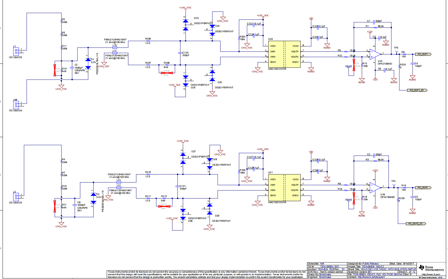 使用 16 位 SAR ADC 且具有 ±10V 测量范围的高精度模拟前端参考设计