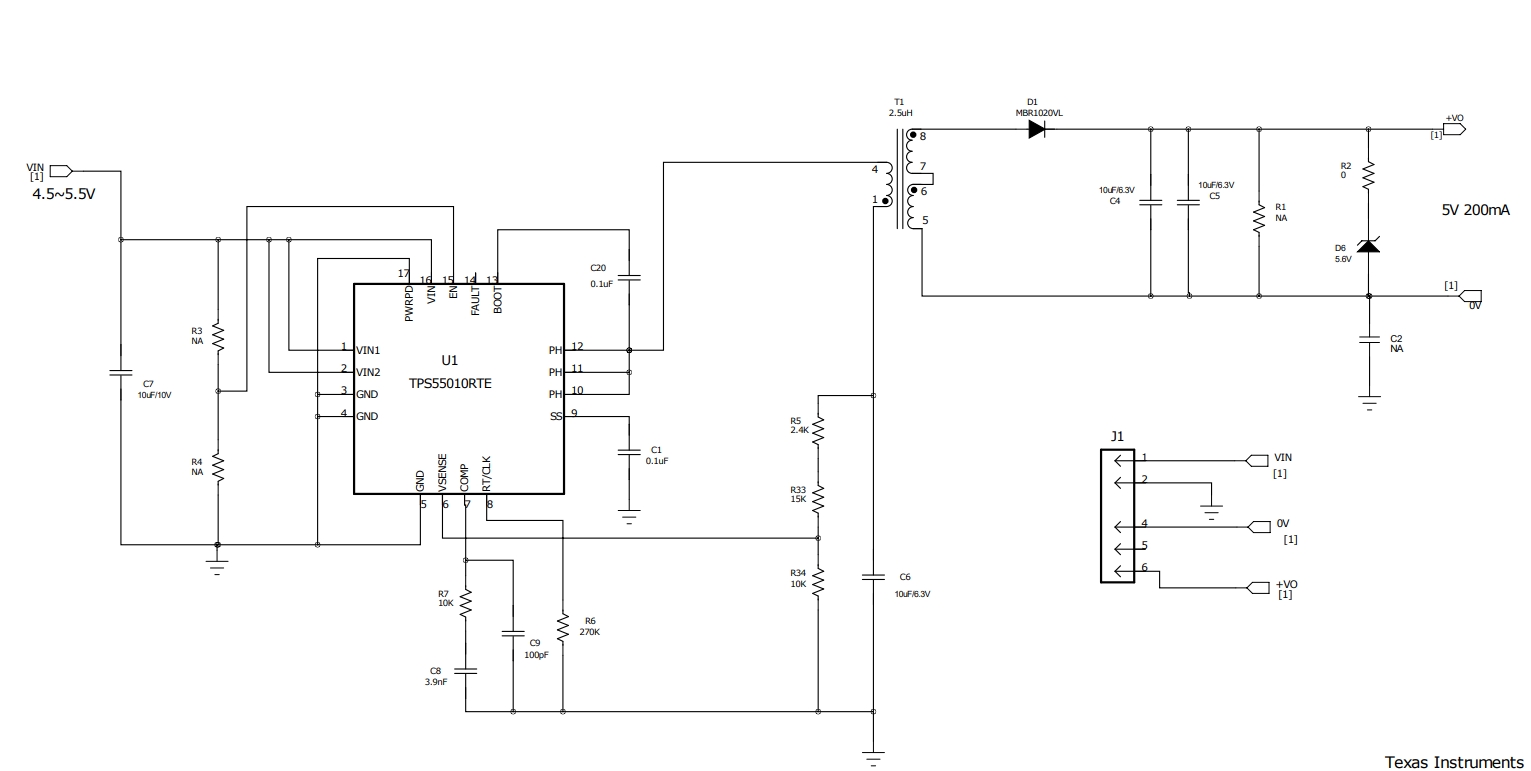 5Vin、+5Vout、1W 隔离式 SIP DC/DC 模块参考设计