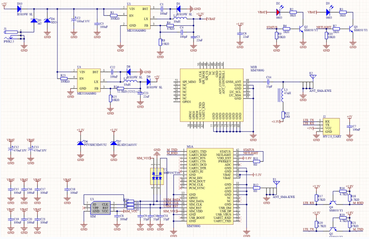 SIM7080G CAT-M-NB-IoT GNSS 单元，带 Telec 天线