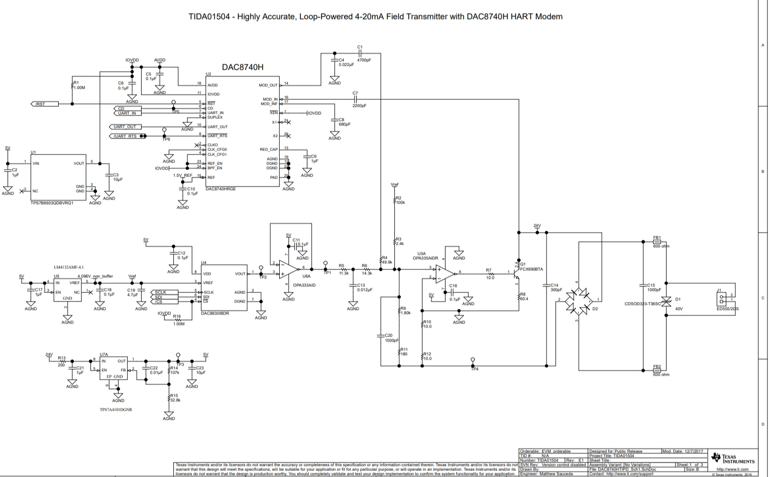 采用 HART 调制解调器的高精度环路供电式 4mA 至 20mA 现场变送器参考设计