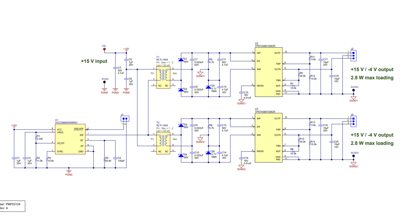 12V IN 双输出偏置电源参考设计
