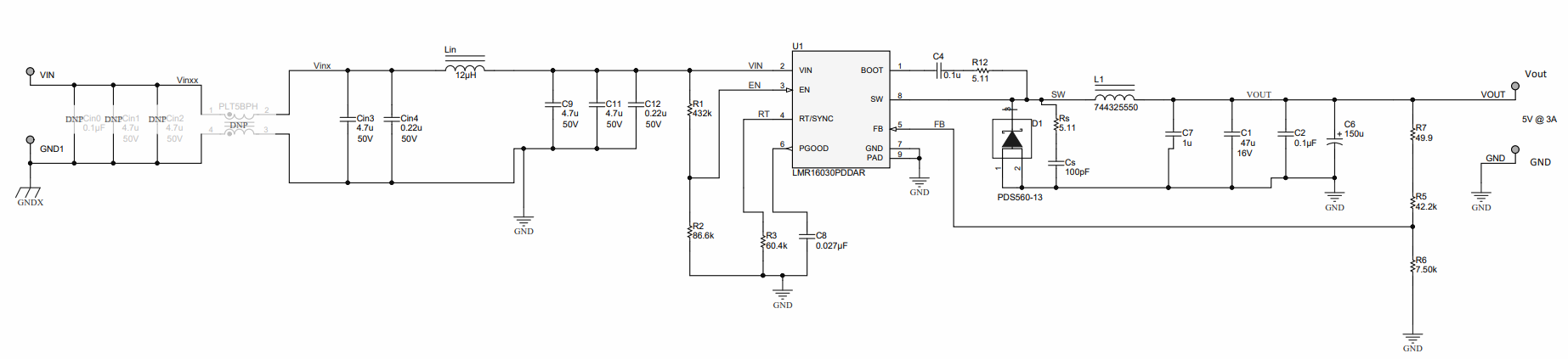 CISPR-22 采用 LMR16030 直流/直流降压转换器的 EMI 优化型参考设计