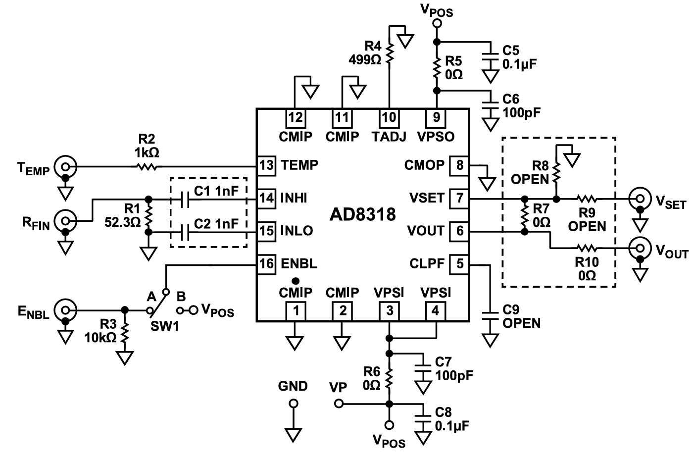 AD8318高精度仪表放大器评估板