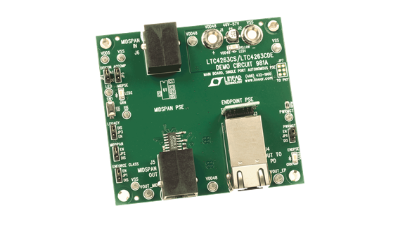 DC981A/B - LTC4263单端口PoE PSE控制器演示板