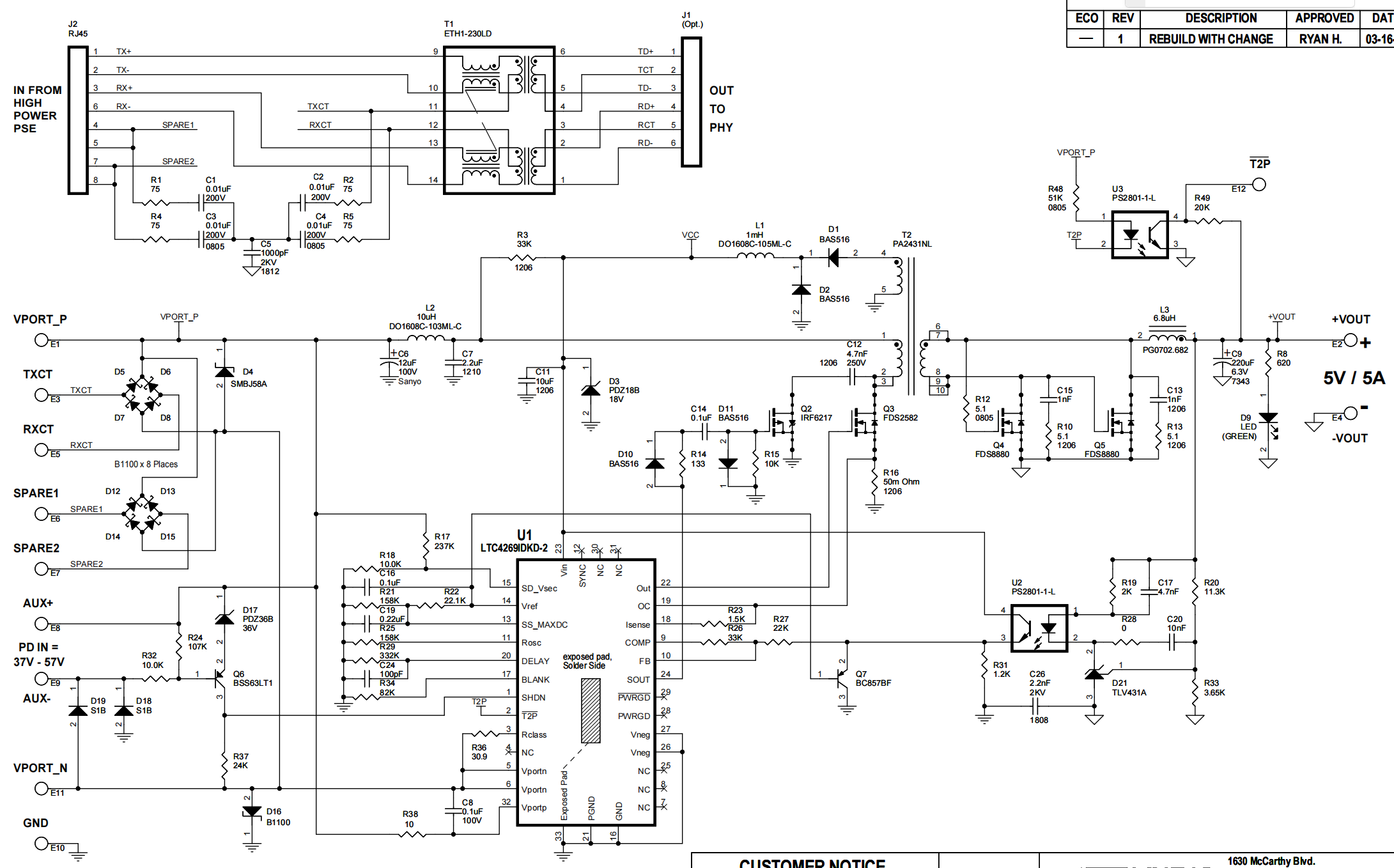 LTC4269-2 IEEE 802.3at高功率PD和同步正向控制器演示板