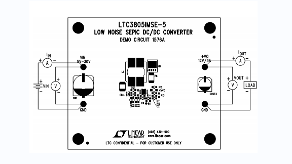 LTC3805 - 5非隔离式SEPIC DC/DC转换器评估板