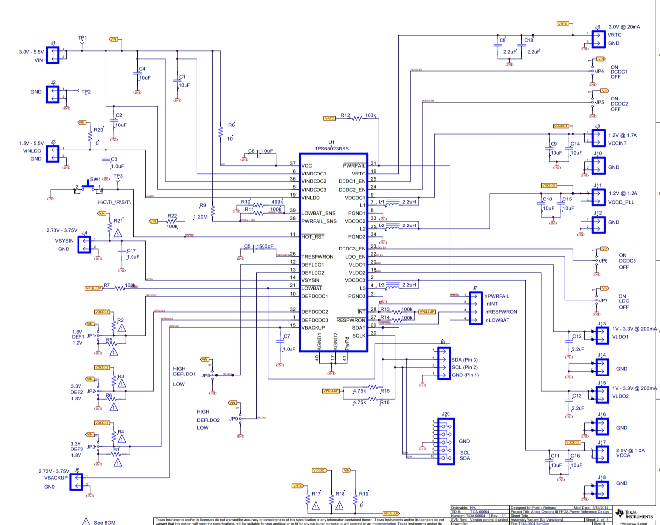 采用 TPS65023 的 Altera Cyclone III FPGA 电源参考设计