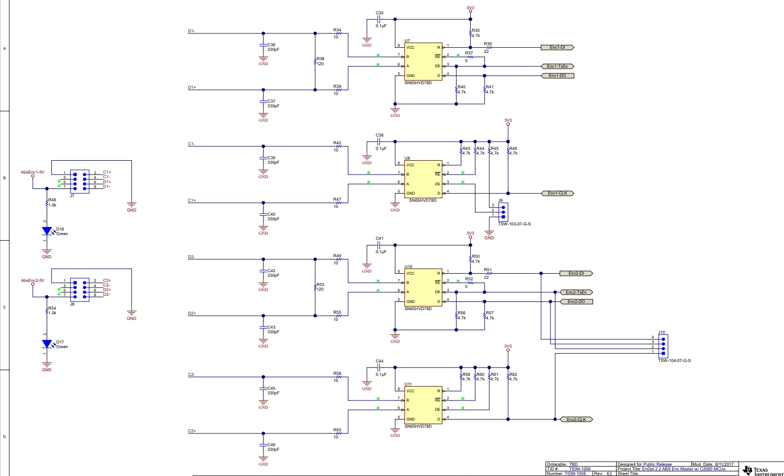 适用于 C2000 MCU 的 EnDat 2.2 绝对编码器主接口参考设计