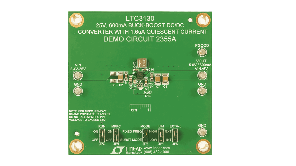 LTC3130 高效率低噪声降压-升压转换器演示板