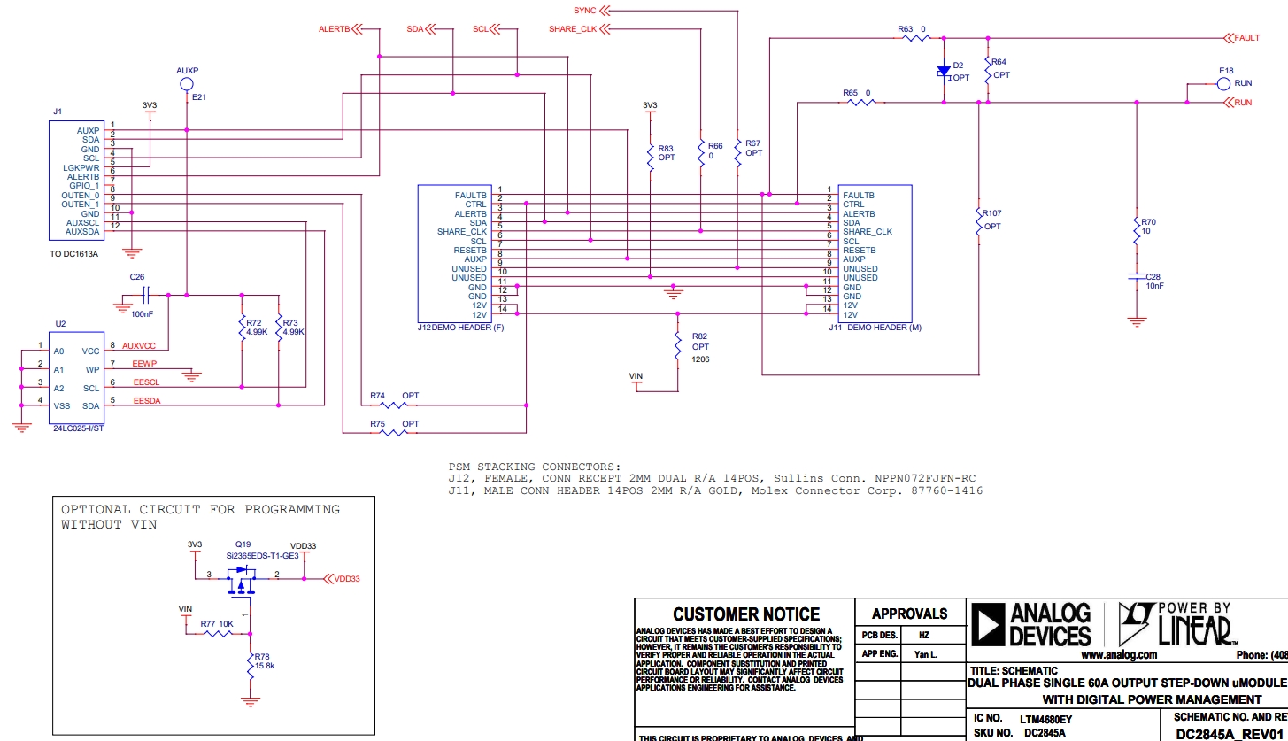 DC2845A 双通道高电流μModule®稳压器演示板