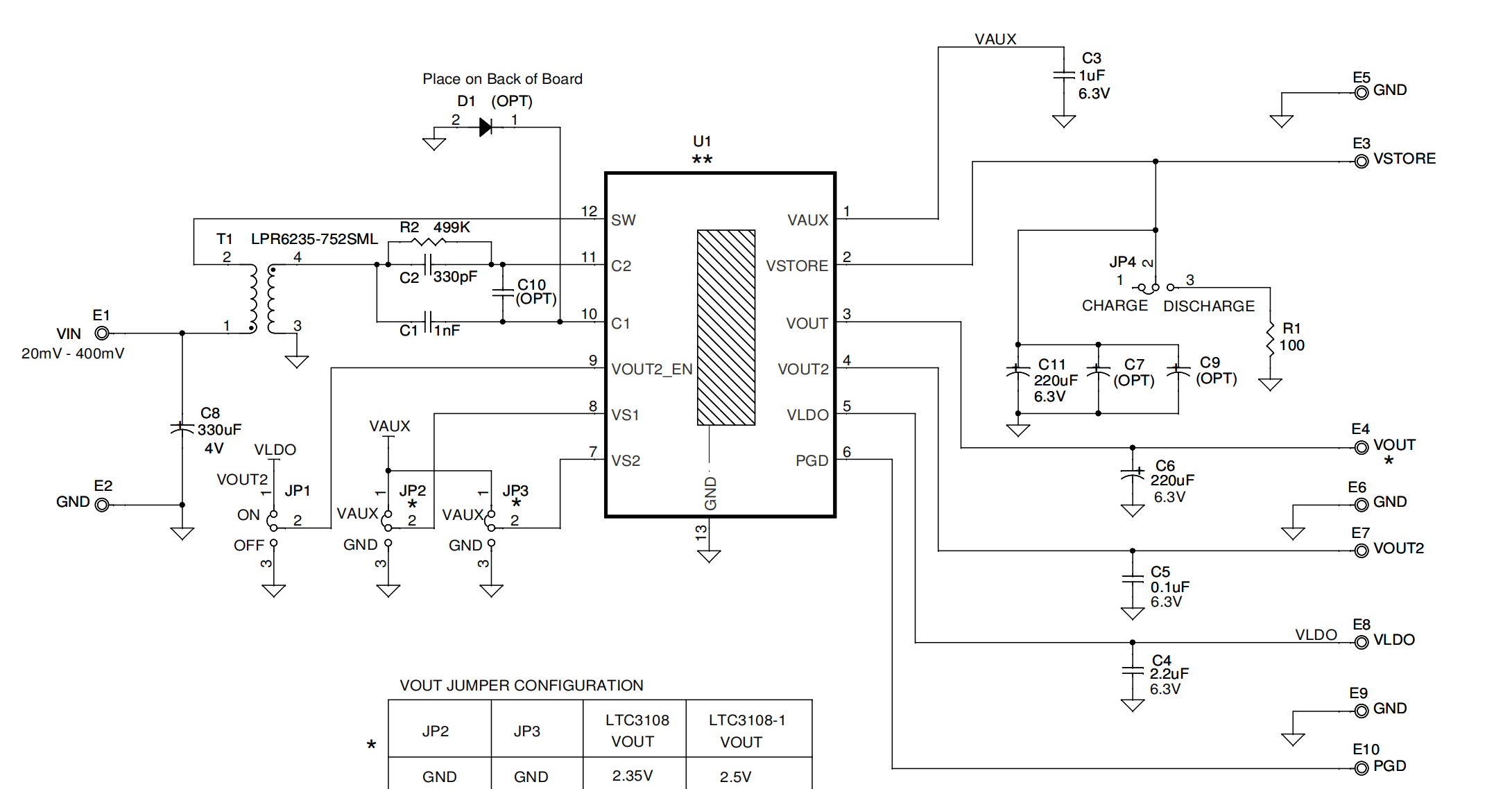 DC1582B-B：LTC3108-1超低电压升压转换器和电源管理器演示板