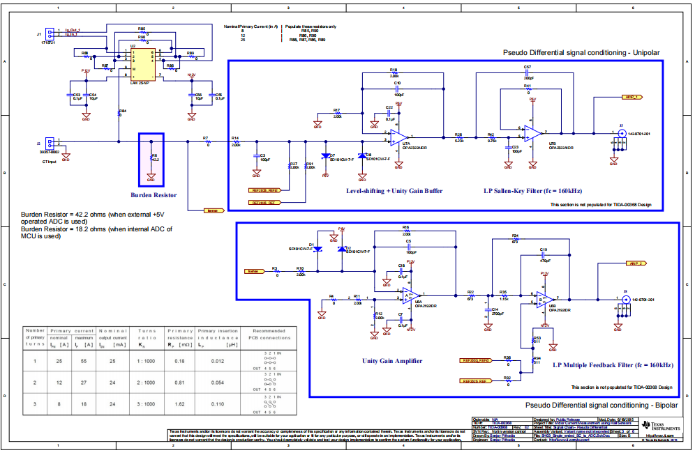 电流输出霍尔传感器/CT 与差分 ADC/MCU 的连接参考设计