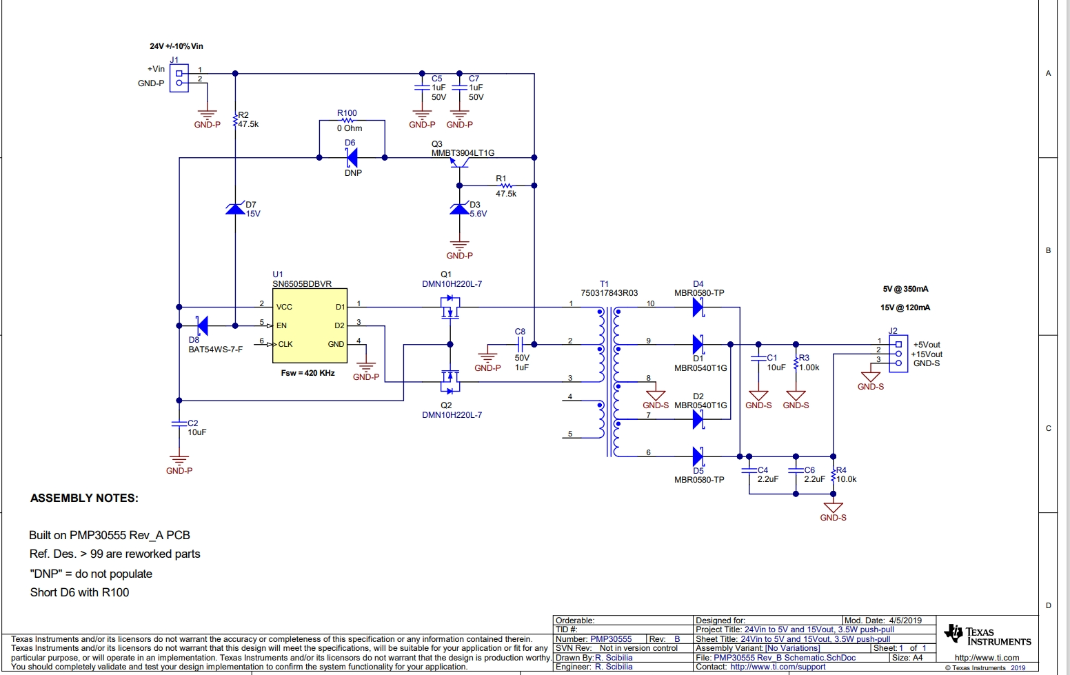 用于辅助电源的 3.5W 隔离式推挽参考设计