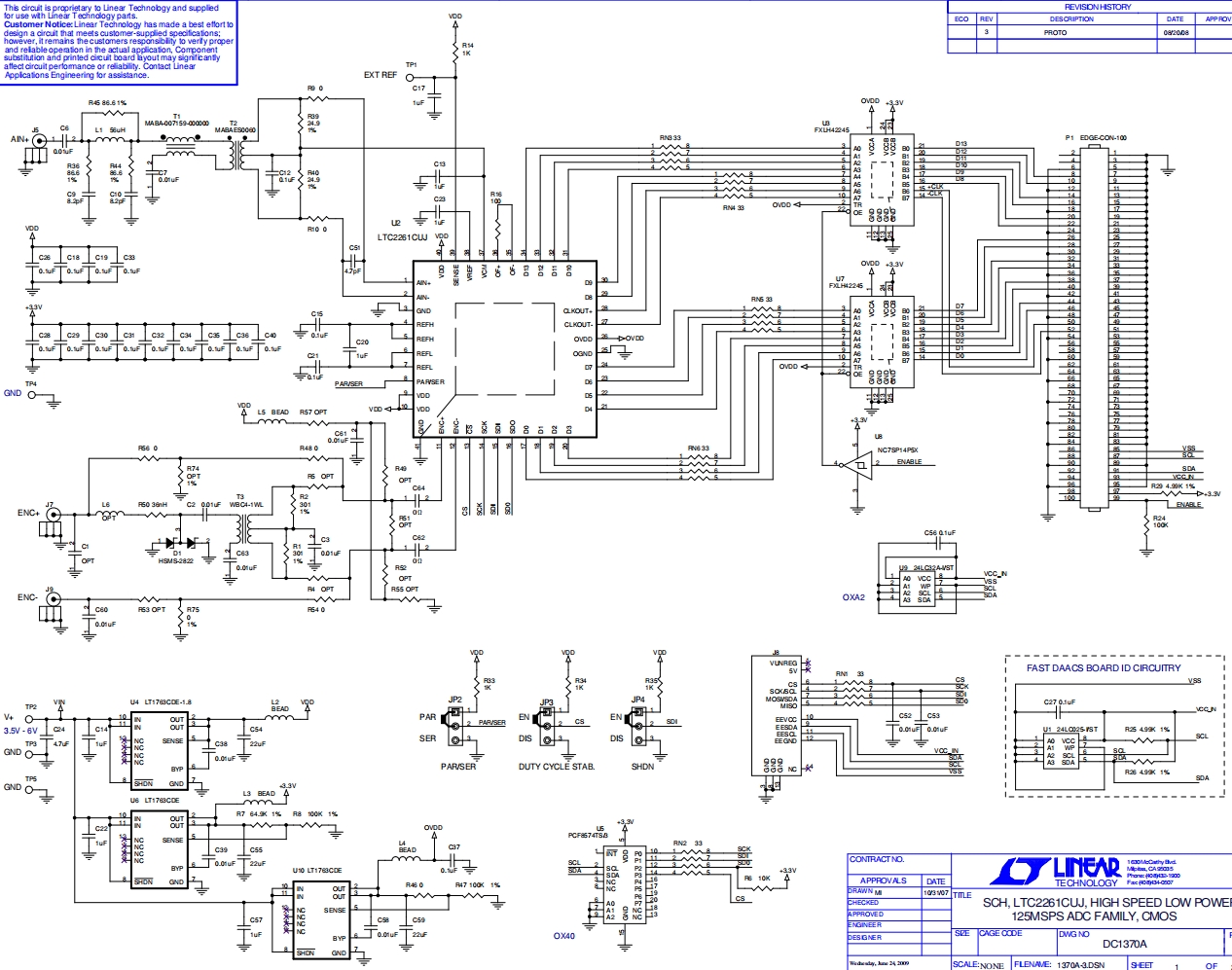 DC1370A-E演示板 - LTC2257-14 14位40Msps超低功耗ADC