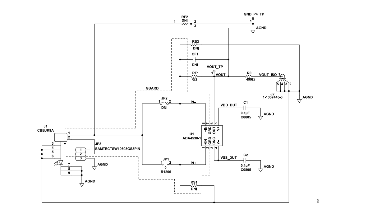 ADA4530-1 8-Lead SOIC封装评估板 - 适用于飞安级电流测量