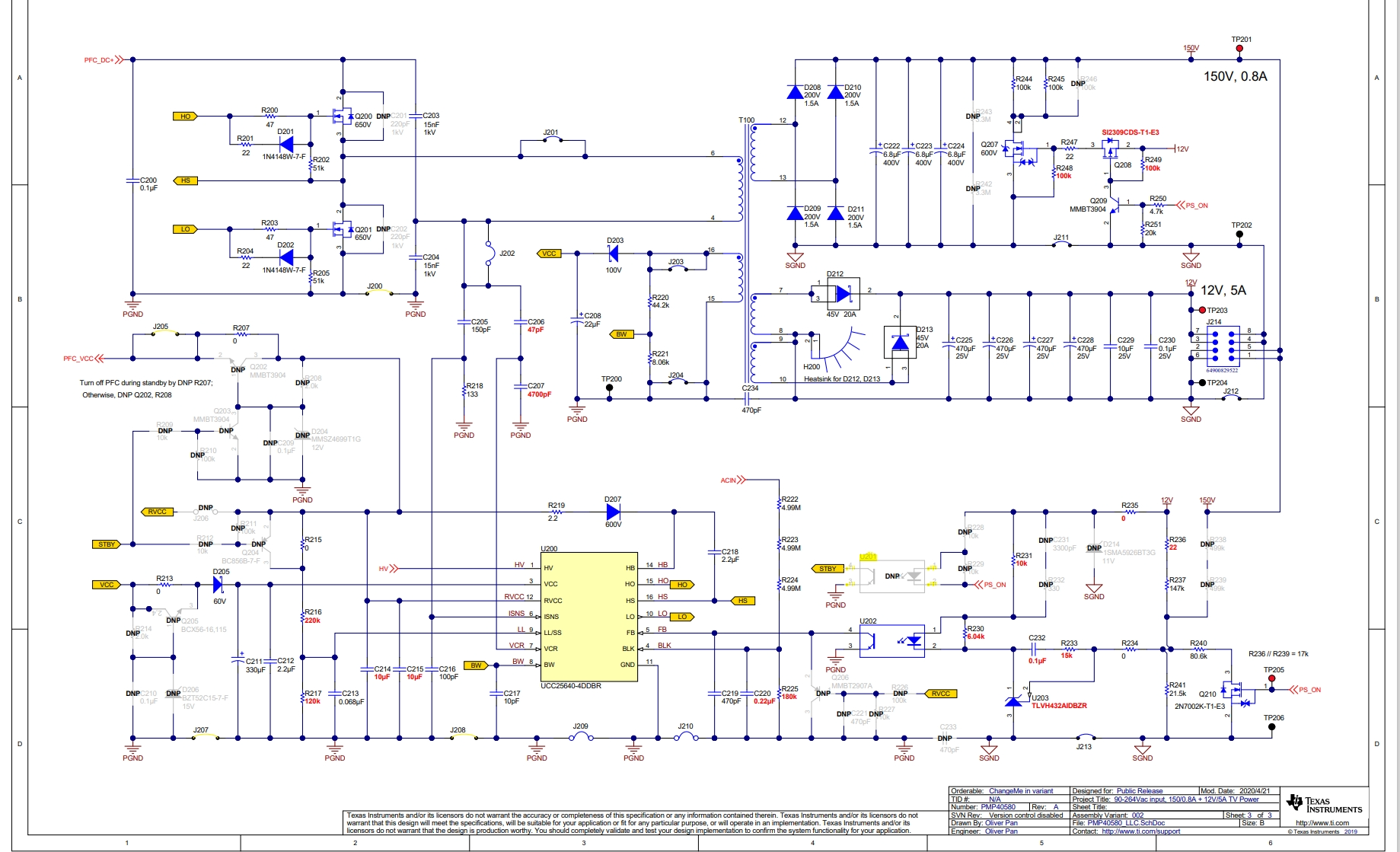 180W 通用输入 PFC + LLC 电视电源参考设计