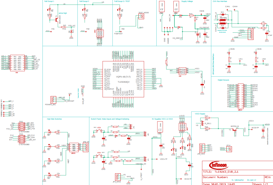 TLE9263-3BQX MID-RANGE SBC BOARD中档SBC系列演示板