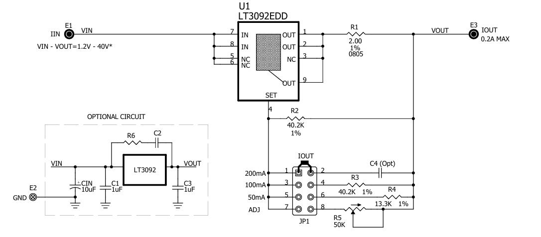 LT3092 200mA 2端子可编程电流源演示板
