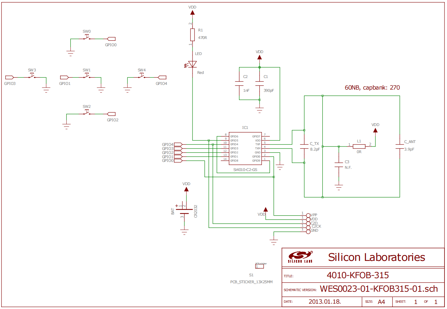Si4010-Si4355 315 MHz 单向 AES 开发套件