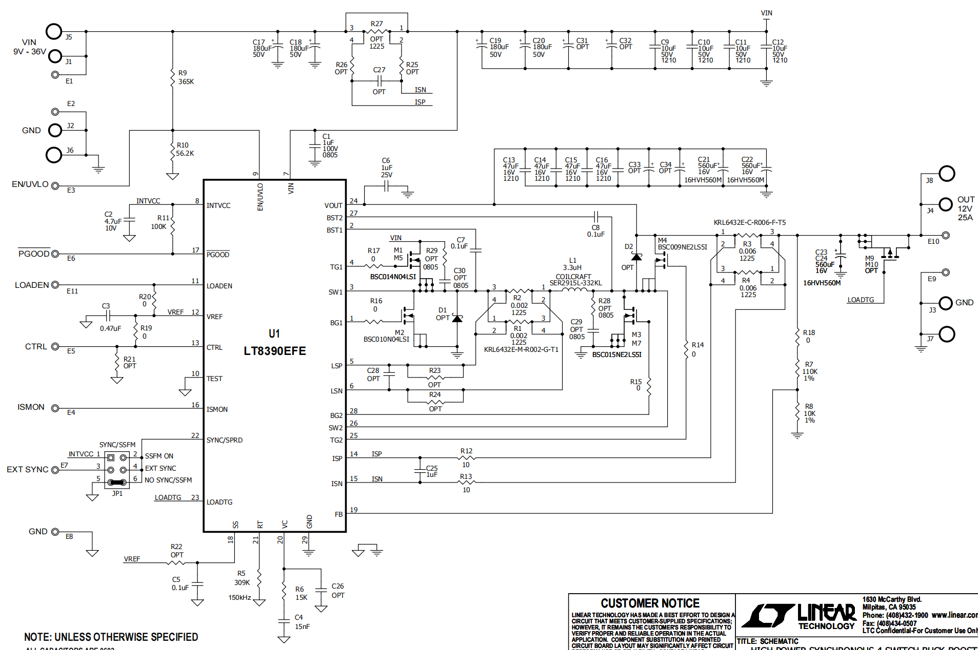 LT8390EFE 高效率4开关同步升降压演示电路