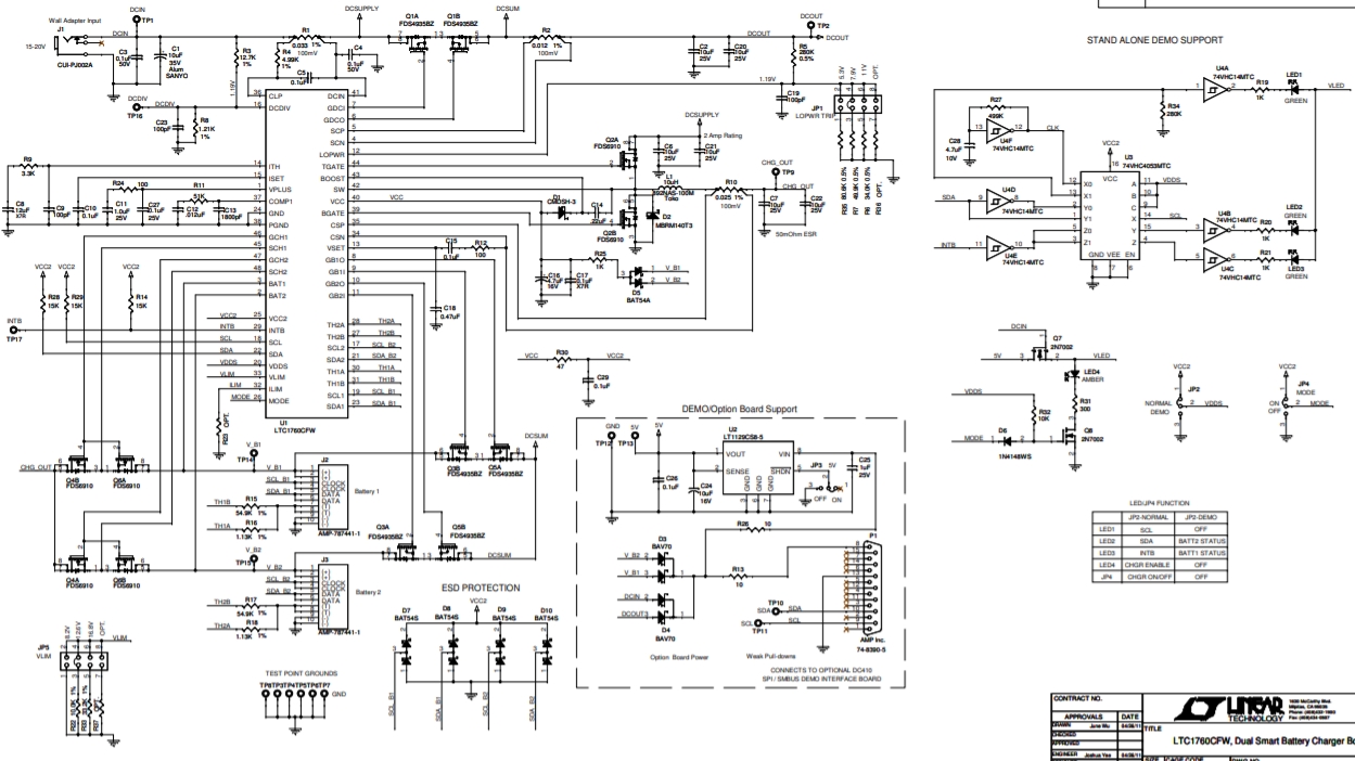 DC486B：LTC1760双通道智能电池PowerPath和充电器控制器演示板