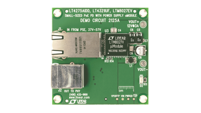 LT4275/LT4321/LTM8027：小型高集成度非隔离式PoE受电设备（PD）演示板