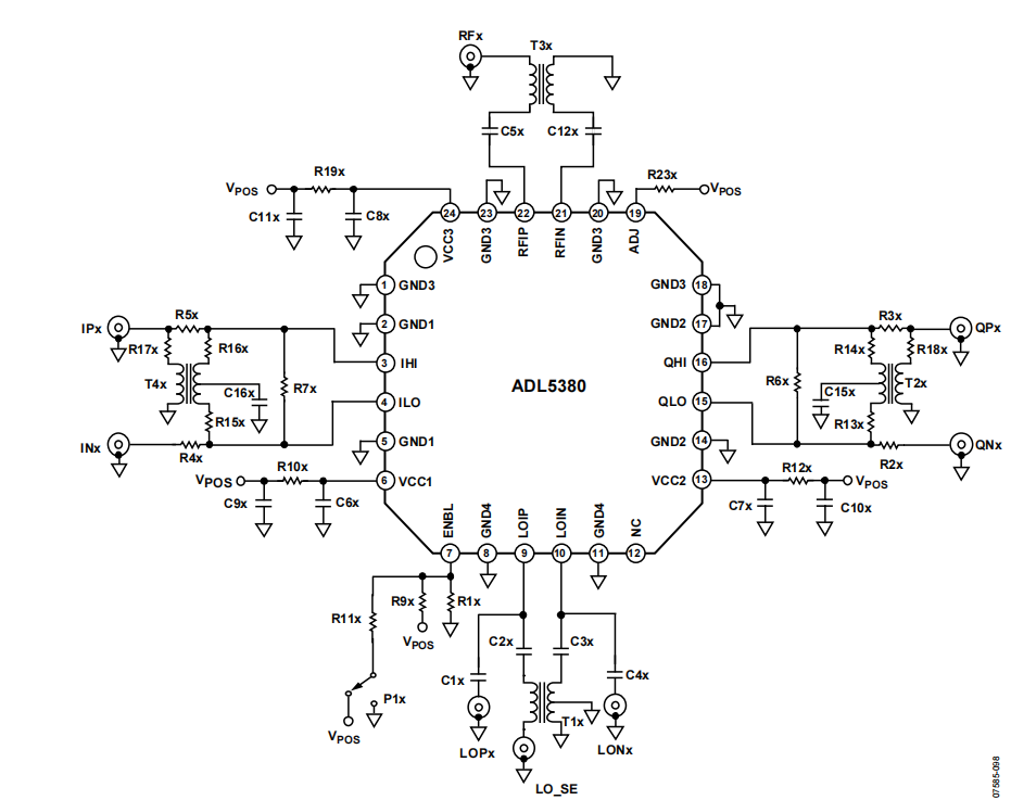 ADL5380 MHz至6 GHz射频输入全功能宽带I-Q解调器评估板