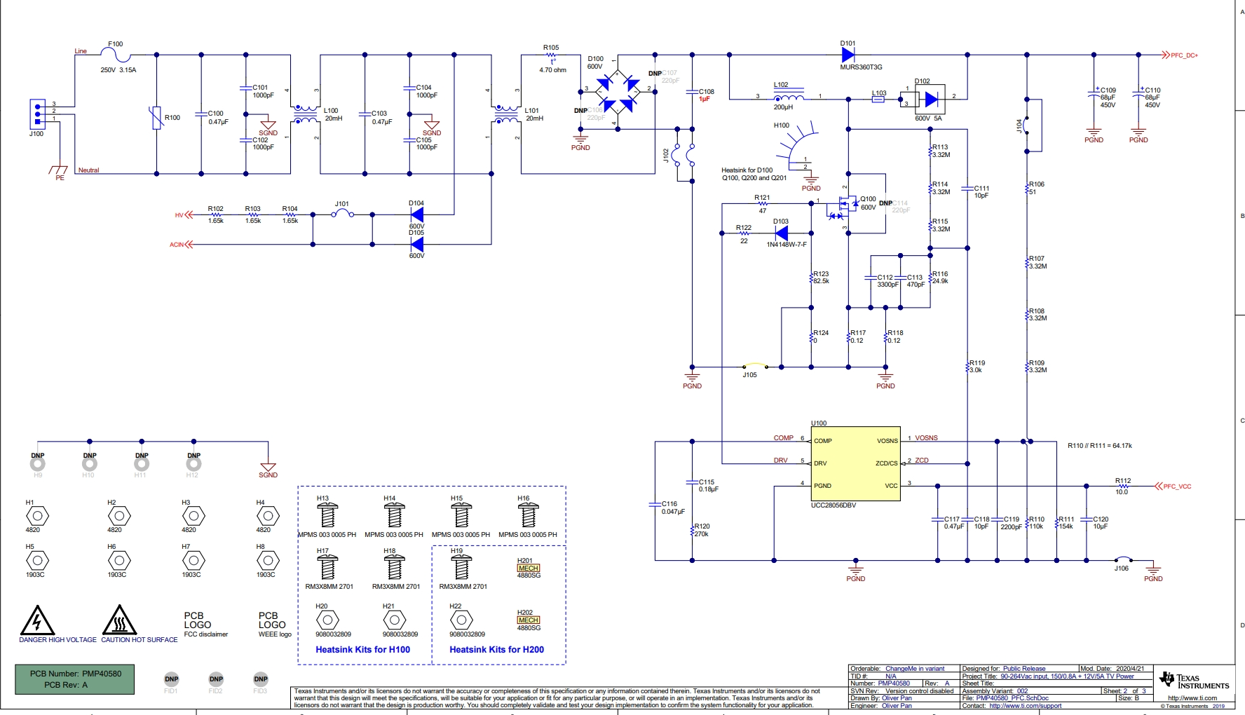 180W 通用输入 PFC + LLC 电视电源参考设计